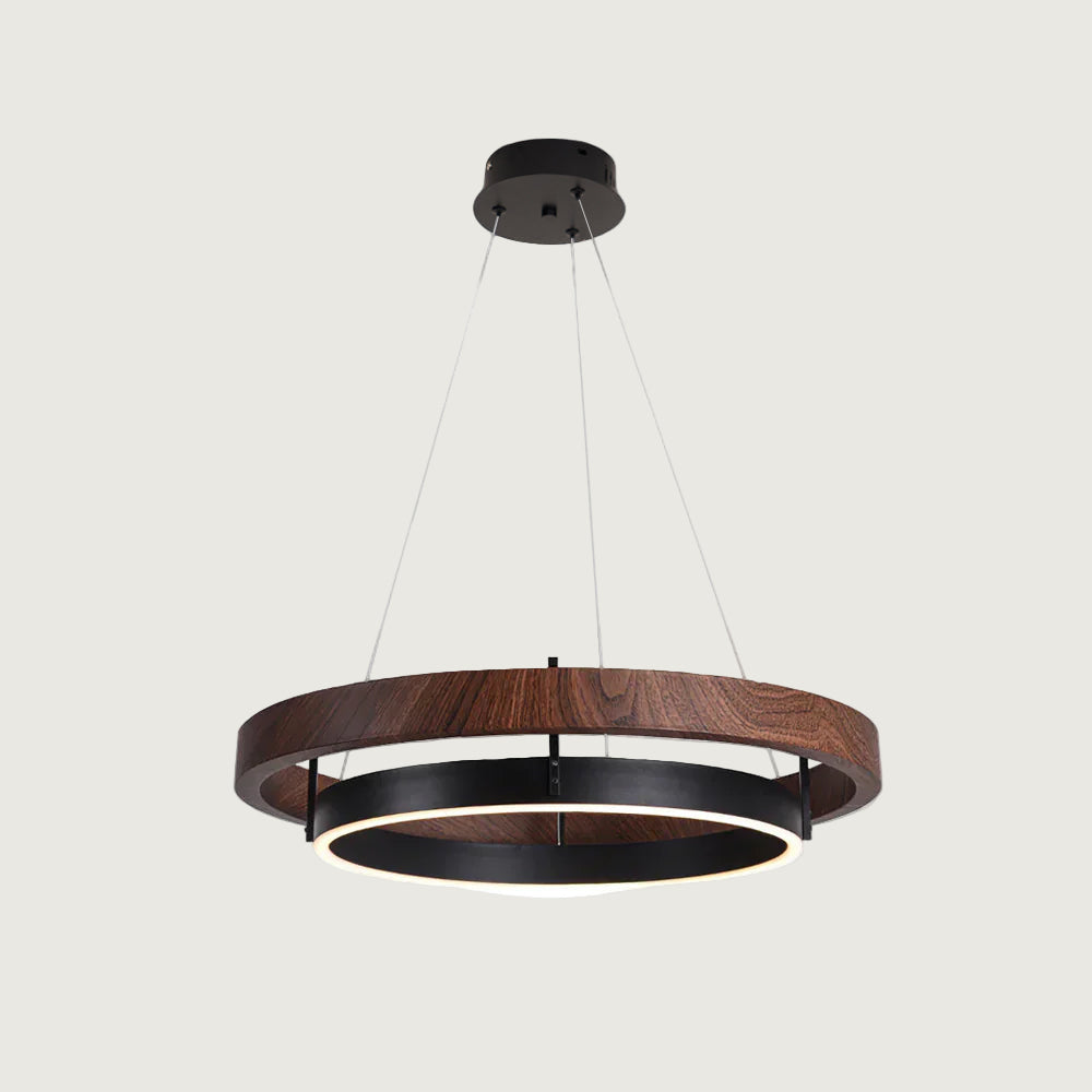 Ermon - Lámpara de Araña Moderna de Dos Anillos con Luz LED Integrada