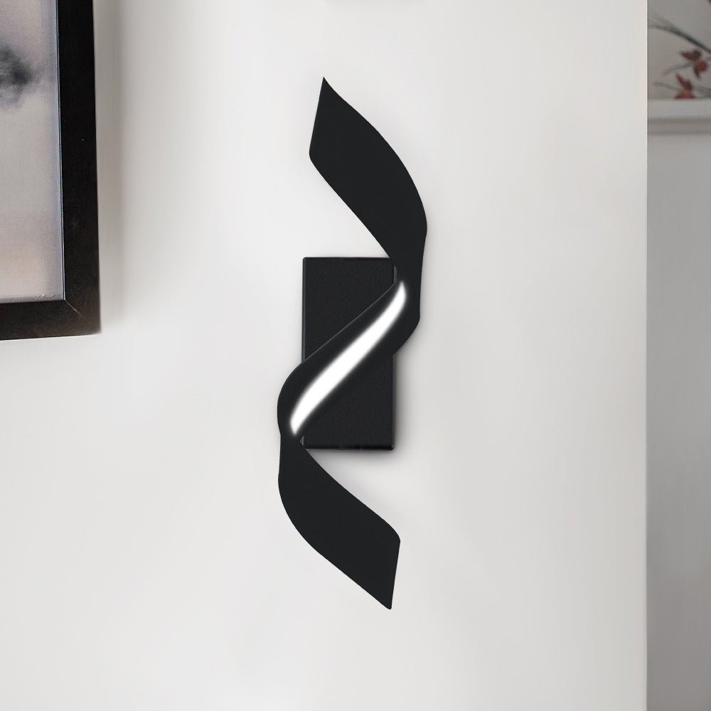 Ovanil - Lámpara de Pared LED en Espiral de Metal Negro y Blanco - Ilu