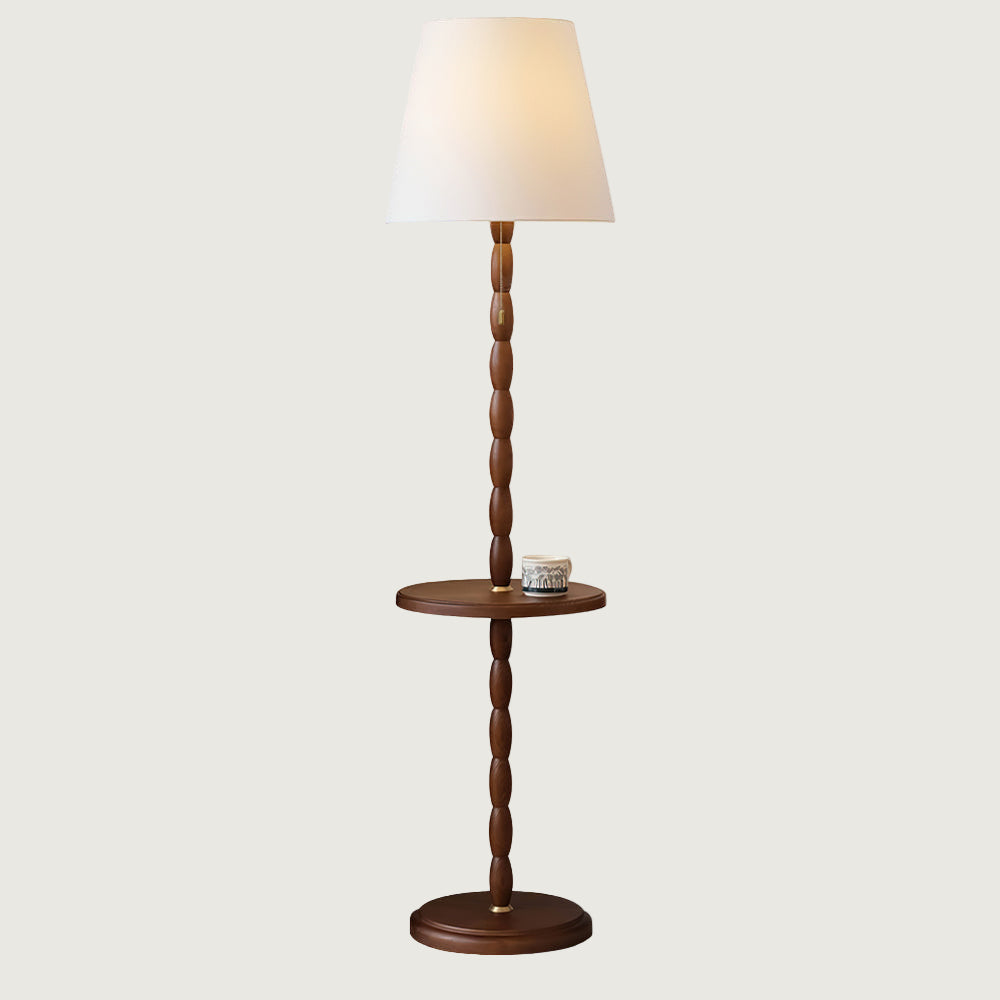 Selyo - Lámpara de Pie de Madera con Mesa Auxiliar - Diseño Clásico y